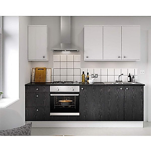 17.71" x400"Black Wood Wallpaper Peel and Stick Film Black Wallpaper Self Adhesive Removable Wallpaper for Countertop Furniture Kitchen Cabinet Vinyl Wallpaper Thickening Upgrade Easy to Clean