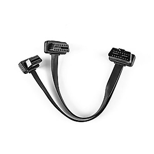 Low Profile OBD 2 Connector 26AWG Thick and Safe Male to Dual Female Flexible Splitter Y Cable 16pins 1ft/30cm for Code Reader & GPS & All OBDii Device