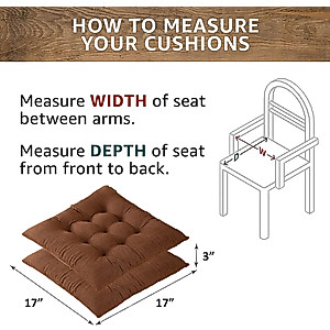 JREDDI Chair Cushions for Dining Chairs 2 Pack - Thickening Kitchen Chair Cushions Set of 2 with Ties, U-Shaped Corn Grain Tatami Cushion Horseshoe for Kitchen Office Room Decor (Light Brown)