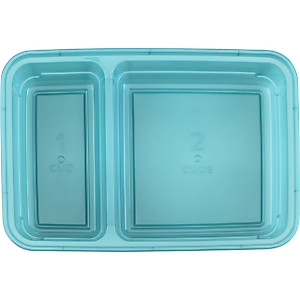 GoodCook Meal Prep Rectangle Two Compartment 60-Piece, Teal, Made without BPA