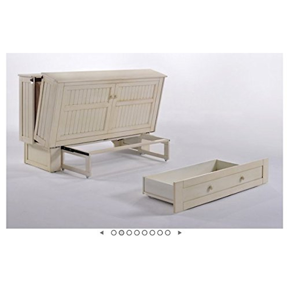 Night & Day Furniture MUR-CLV WH and MND-GMF-TRI-QEN Murphy Cabinet Bed with Mattress, Queen, White
