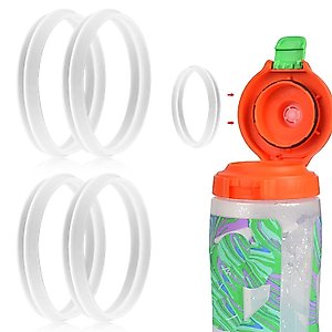 4pcs Replacement Gasket Compatible with Gatorade Water Bottle, Silicone Lid Seal Replacement for 30 oz Bottle Rubber Seal Ring Replacement Accessories Part (White)