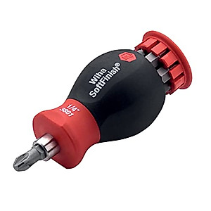 Wiha 38048 Stubby Screwdriver With Six-In-One Insert Bits, Multi-Bit