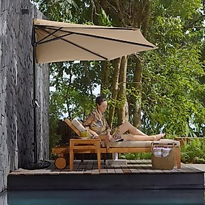 ABCCANOPY Patio Umbrella 11FT - Outdoor Half Umbrellas for Patio, Backyard, Garden, Deck (Khaki)