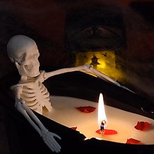 Halloween Decorations - Halloween Skeleton Candles - Skeleton Designs for Milk Bath - Novelty Designs Rose Petals - Perfect for Halloween Indoors Home Holiday Parties