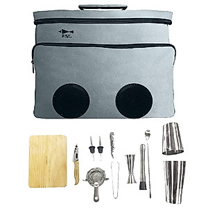 Outdoor Cocktail Travel Set,SKY FISH 13 -Pieces Bartender Kit Including Bar Tools and Insulated Bag for Travel, Camping and Picnic