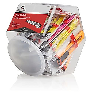 American Line 8-Point Plastic Neon Snap Off Knives with Display Jar - 25-Pack - Made with High Carbon Stainless Steel for Enhanced Durability and Better Edge Retention - 66-0456