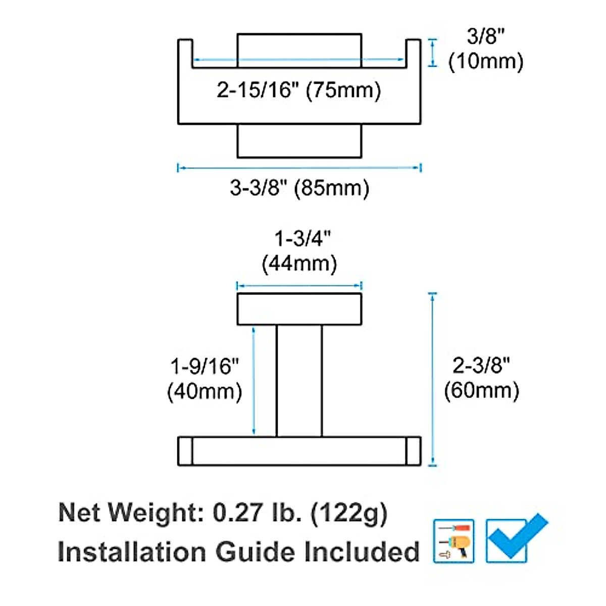 Angle Simple Double Towel Hook Matte Black, SUS304 Stainless Steel Bathroom Robe Holder, Shower Towel Hanger Wall Mounted