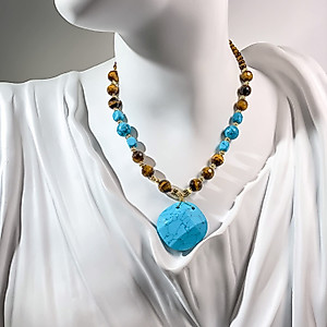 7TO U Healing Tiger Eye Stone Gemstone Bead Necklace,Birthstone Necklace Jewelry,Good Luck Gift for Unisex