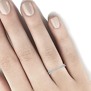 10K White Gold Diamond Bypass Wedding Band Ring (0.14 Carat) (Ring Size 7)