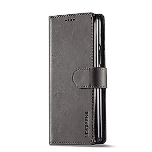 Case for Samsung Galaxy Z Fold 5,Luxury PU Leather Anti-Fall Magnetic Flip Folio Card Slots Holder Protective Case Cover Compatible with Samsung Galaxy Z Fold 5(Gray)