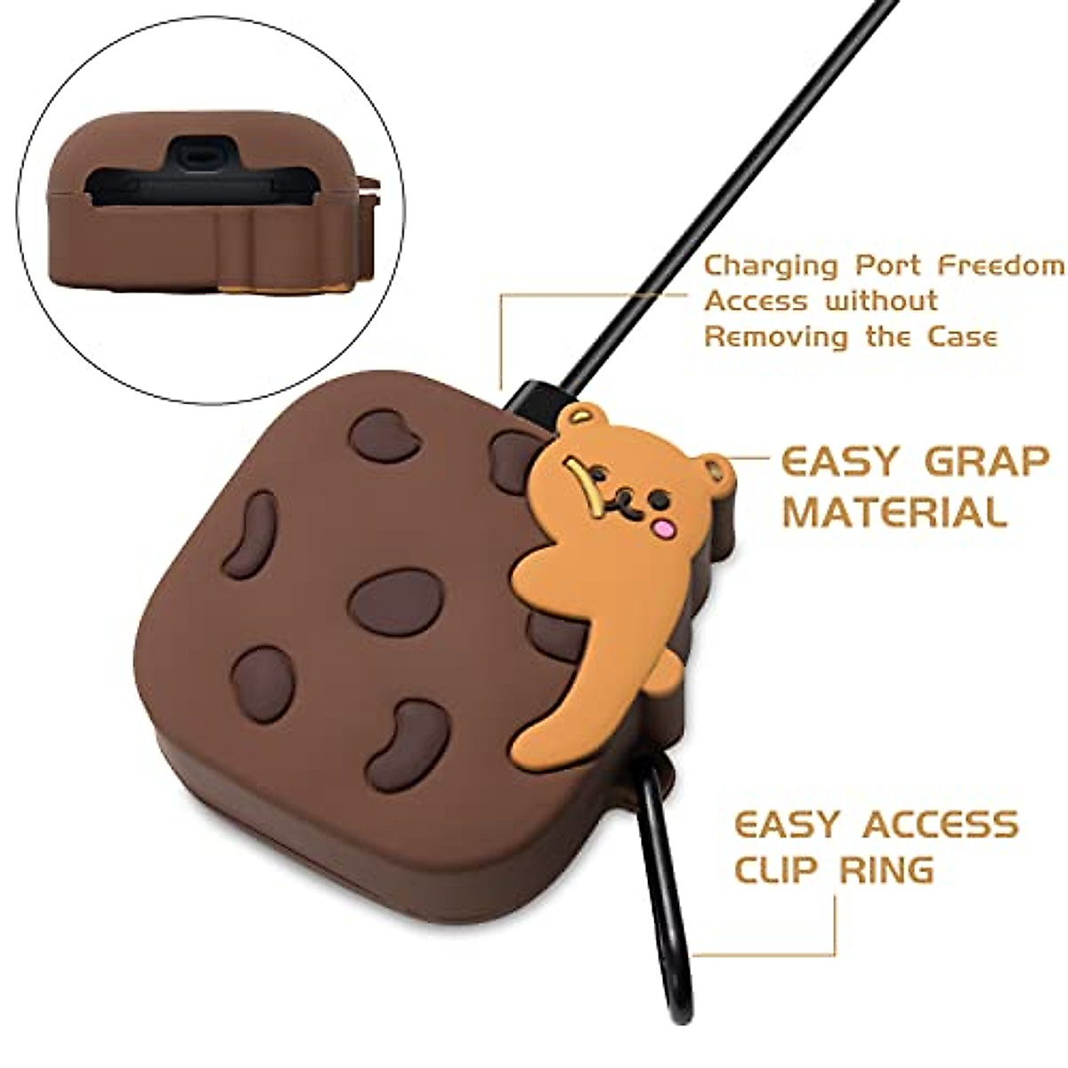 Powerbeats Pro Case, 3D Cute Cartoon Character Shockproof Protective Silicone Case Cover for Powerbeats Pro with Keychain for Girls Women Kids (Cookie Bear)