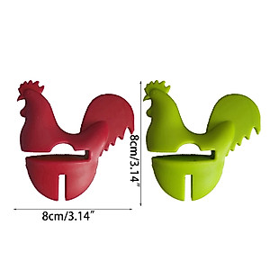 Aurgiarme Cartoon Silicone Side-Clip Chicken Portable Pot-Clips for Kitchen Anti-scalding Support Rack Spoon Holder Rooster-Spoon Holder for Kitchen