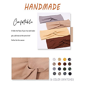 jollybows 16 Pack Headbands for Women Non Slip Wide Knotted Head Bands Elastic Twist Yoga Workout Hair Wraps for Girls