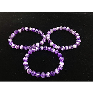 Adabele Real Natural Purple Amethyst Bracelet 7.5 inch Stretch Gemstone Beaded Bracelet Chakra Healing Crystal Stone Jewelry Women Men Mom Gift (Unisex) GB8-B16