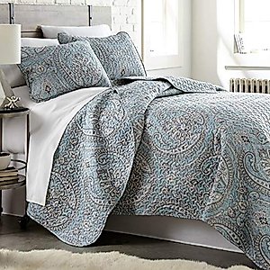Southshore Fine Living, Inc. Quality Bedding Set, Soft Cozy Lightweight Quilt Set, Coverlet Bedspread, 3 Pc, Pure Melody Aqua, King/California King