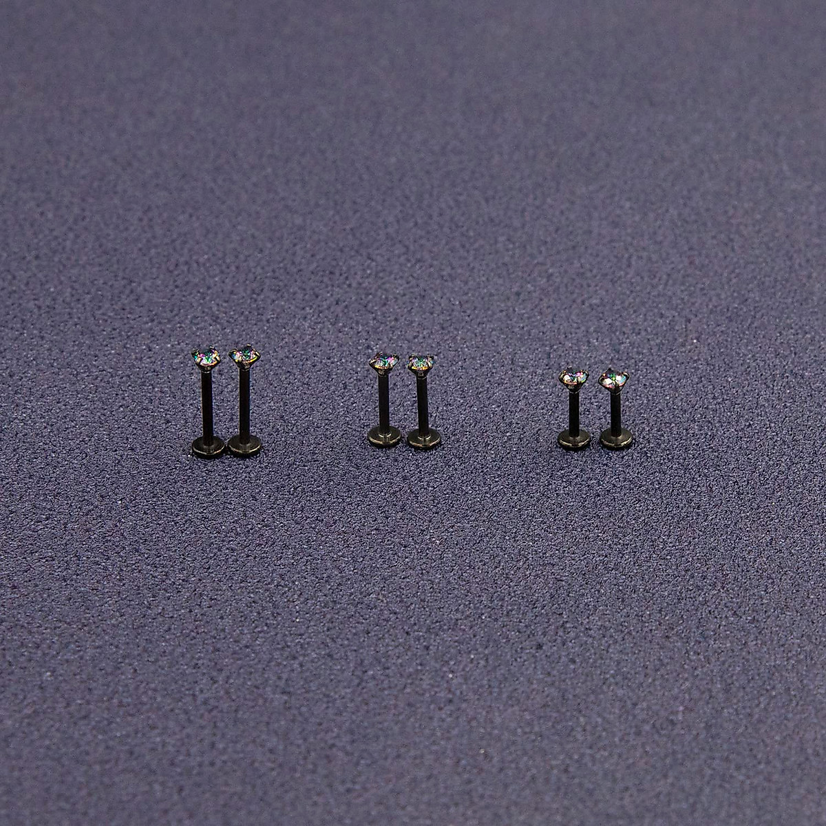 Pierstyles 20G 18G 16G Threadless Push in Lip Ring Stainless Steel 3mm Clear CZ Stud Top 6mm 8mm 10mm Labret Tragus Nose Cartilage Daith Stud Earring Flat Back Monroe Piercing Jewelry for Women Men,