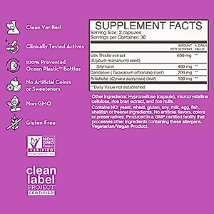 HUM Wing Man Daily Liver Detox Supplement - Milk Thistle Enhances Detoxification & Supports Regeneration + Dandelion Root & Artichoke Leaf Extract Promote Overall Liver Health (60 Vegan Capsules)