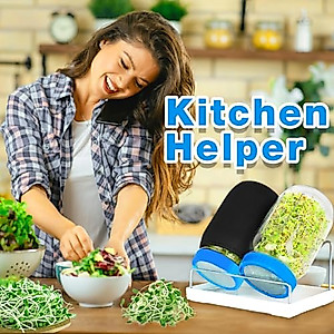 Sprouting Jars, Sprout Growing Kit Including Wide Mouth Mason Jars, Sprout Lids, Blackout Sleeves, Tray and Stander, Sprouts Growing Kit for Microgreens Alfalfa Broccoli