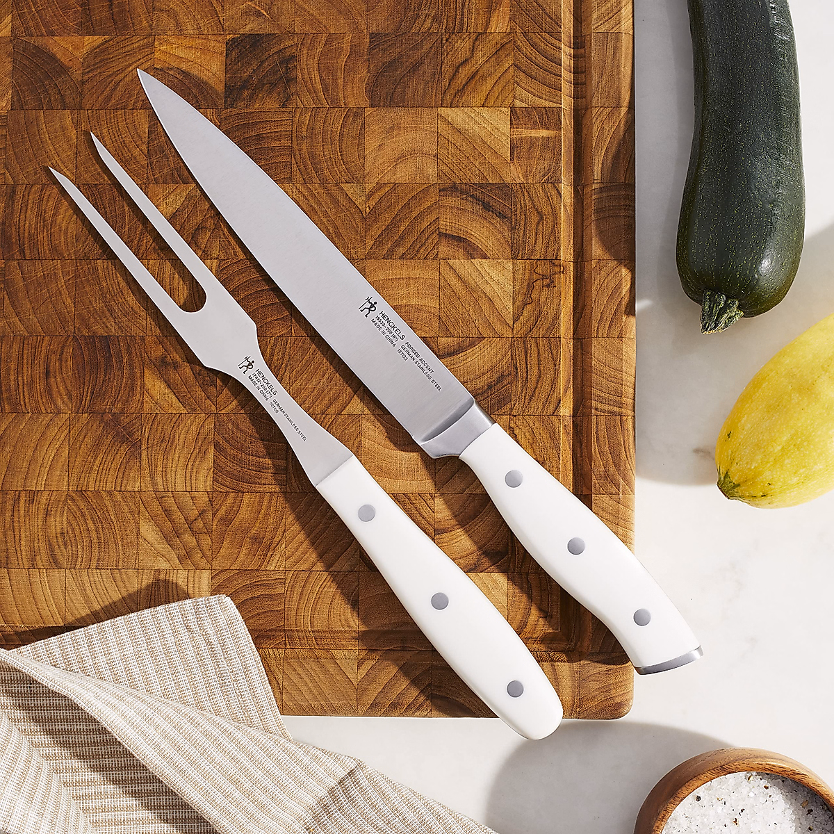 HENCKELS Forged Accent Razor-Sharp 2-pc Carving Knife Set, White Handle, German Engineered Informed by 100+ Years of Mastery
