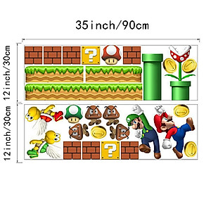 SchwartsCount-Super Mario Brothers Wall Decals - Super Mario Build a Scene Vinyl Wall Stickers - Mural Wall Decor Kids Room -Removable Peel and Stick