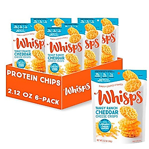 Whisps Cheese Crisps Tangy Ranch | Protein Chips | Healthy Snacks | Protein Snacks, Gluten Free, High Protein, Low Carb Keto Food (2.12 Oz, 6 Pack)