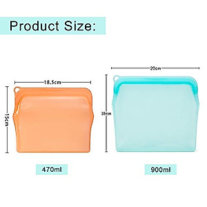 Ndem Me Foh Reusable Silicone Bag Set for Food Storage | Freezer Bags with Ziplock Seal for Fresh Lunch & Snack | BPA, Plastic Free Leakproof Container Bag for Vegetable | Airtight Seal Food Saver