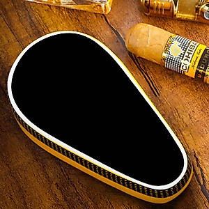 roygra Cigar Ashtray with Cigar Cutter Set, Handmade Gilt Ceramic Ashtray with Enlarge Guillotine, Enlarge V-Cut, Cigar Punch (Orange)