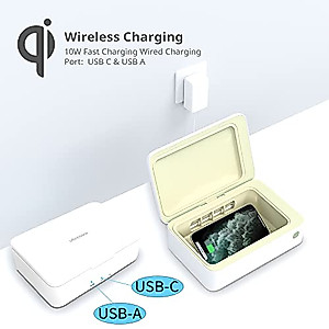 UV Light Sanitizer Box Kill Rate up to 99.99% Mosalogic Portable Phone Sanitizer Cleaner Wireless Charger for iPhone Samsung Smartphone