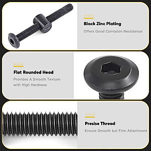 Mardatt M6 x 55mm 24PCS (12 Sets) Black Zinc Plated Hex Socket Cap Bolts Crib Bolts and Barrel Nuts Cross Dowel Replacement for Crib Cots Beds Chair Table Desk Furniture