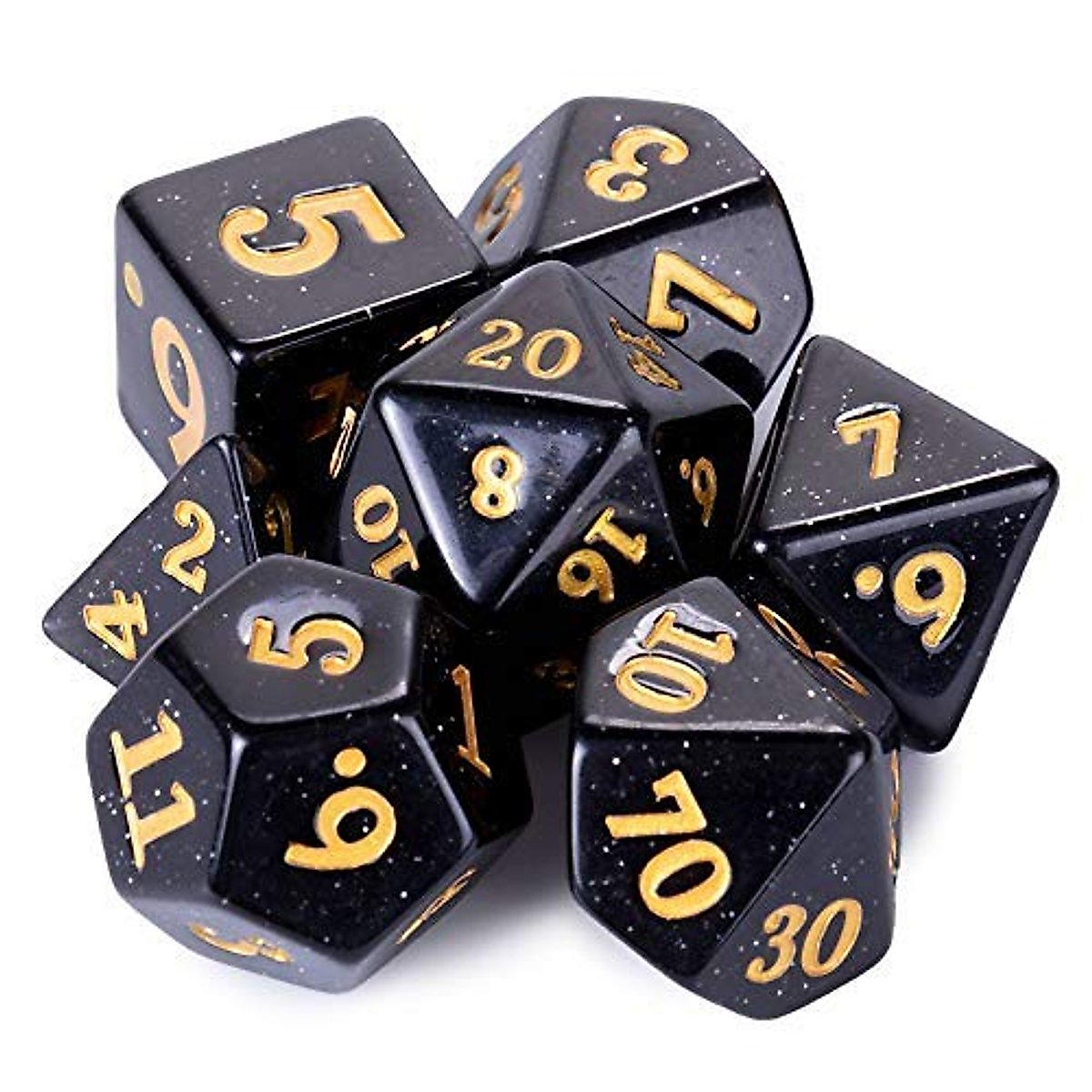 Wiz Dice Titan 25mm Dice - Large Polyhedral Dice Set for Various Role Playing Dice Games - Stardust 7 Cnt - DND Dice Set with a Clear Dice Box - Includes D4, D6, D8, D10, D10(0), D12 & D20