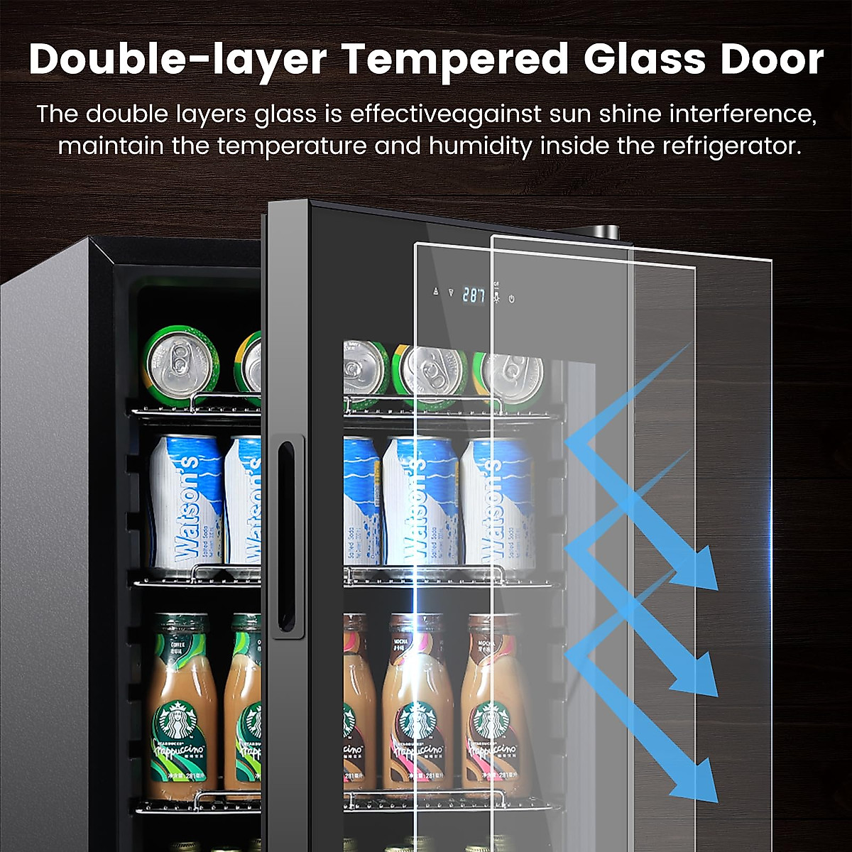 COLOZO 17 Inch Freestanding Beverage Refrigerator Cooler, 96 Cans Mini Fridge with Glass Door, Removable Shelves for Soda, Water, Beer or Wine, Small Drink Refrigerator for Home Office Bar