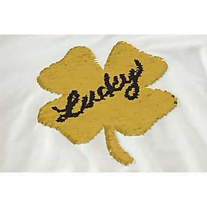 Little Hand Baby Girls Pullover Sweatshirts Toddler Flip Sequin Four Leaf Shamrock Shirts Long Sleeve Kids Clover Tops for 2t 3t