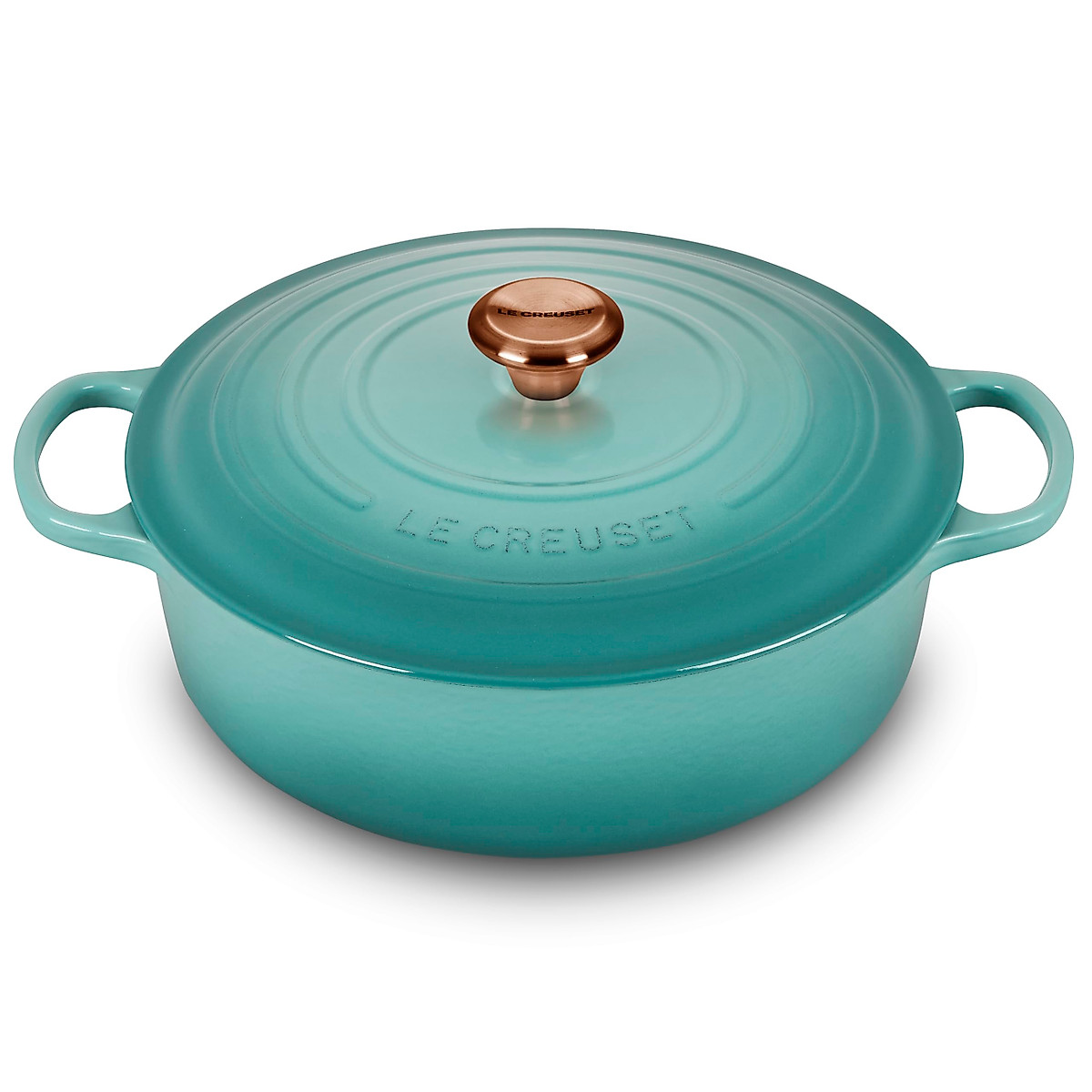 Le Creuset Signature 6.75-quart Round Wide Oven with Copper Knob - Enameled Cast Iron (Caribbean)