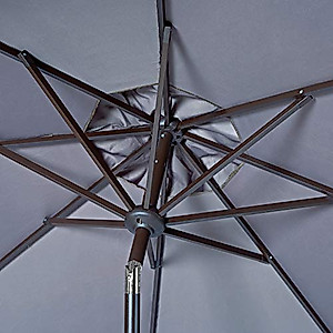 Safavieh PAT8008A Collection Milan Fringe Navy and White 9Ft Crank Outdoor Push Button Tilt Umbrella