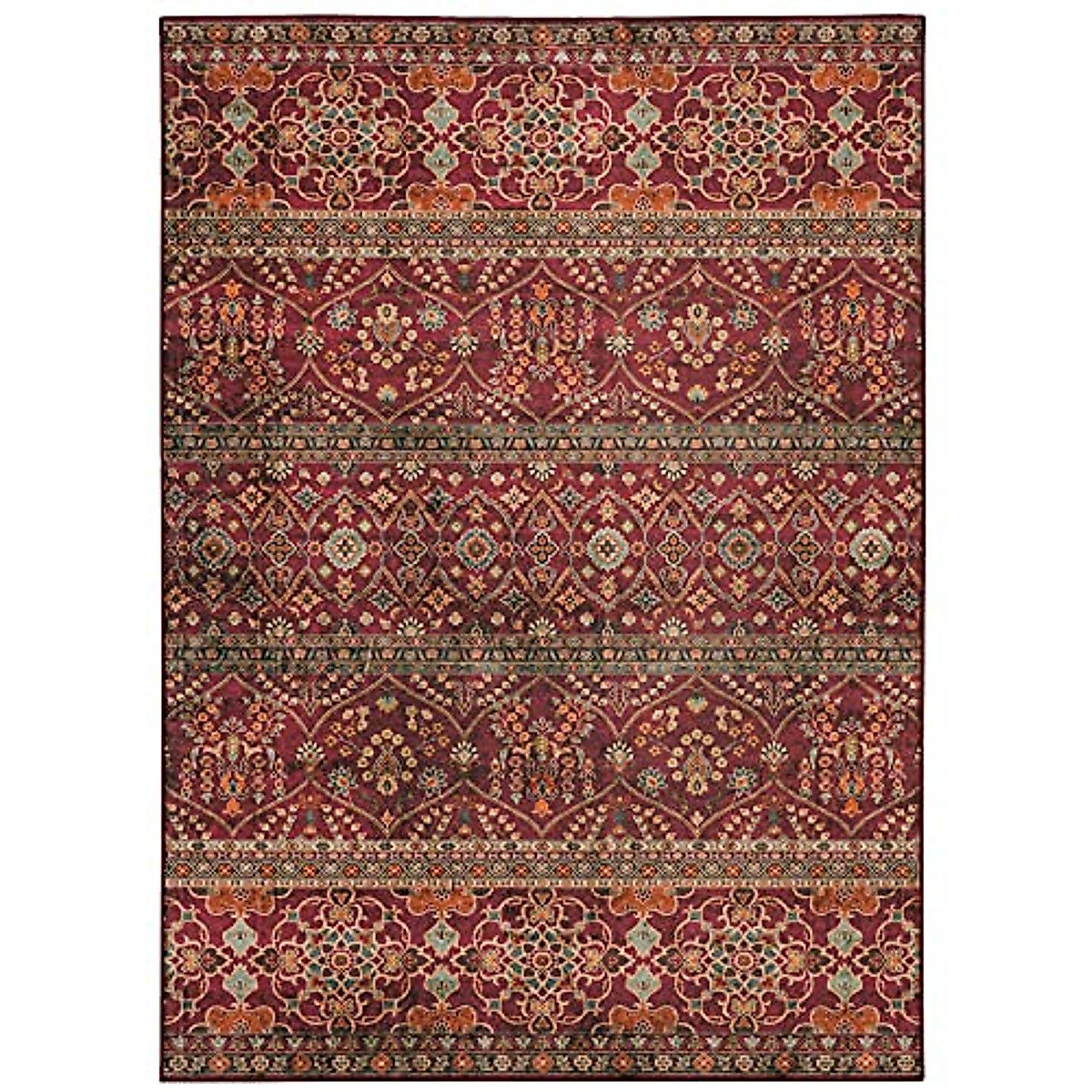 Linon Home Decor Products The Anywhere Washable Rug Yarit Garnet & Ivory 3' X 5' Accent Rug