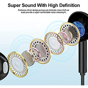 iPhone Wired Earbuds【2 Pack】 3.5mm iPhone Wired Headphones Noise Isolating Earphones Volume Control Built-in Microphone in-Ear Headset Compatible with iPhone 6s/6 Plus/SE/Samsung/Android /MP3/MP4