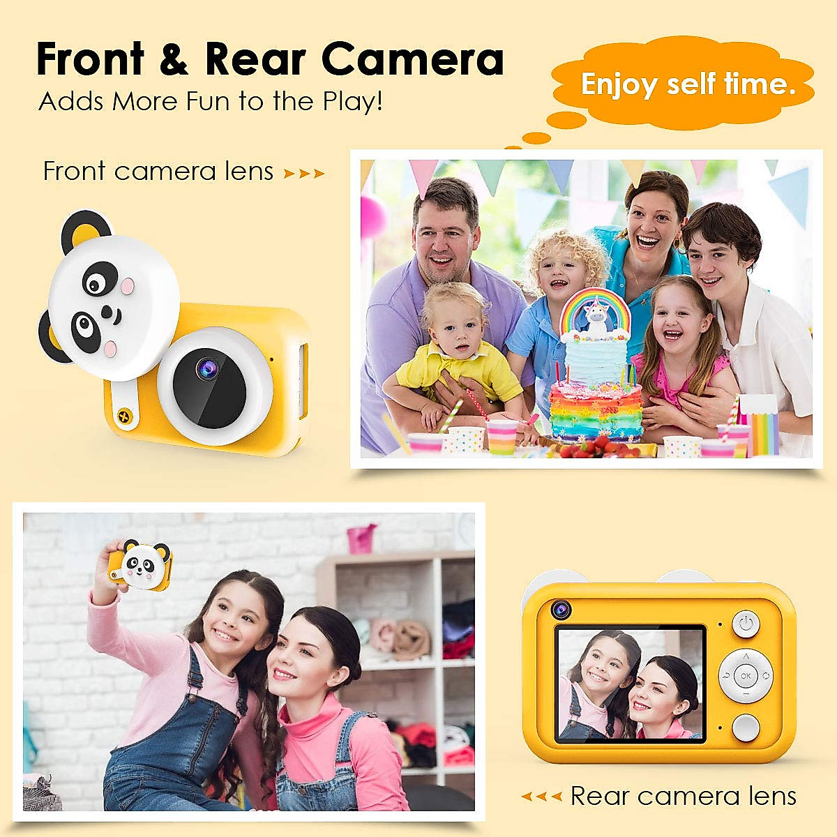 Fixget Kids Camera, Children 1080P HD Digital Dual Cameras with 32GB SD Card, Toddler Selfie Video Recorder Toy Birthday Gift for 4-12 Year Old Girls Boys