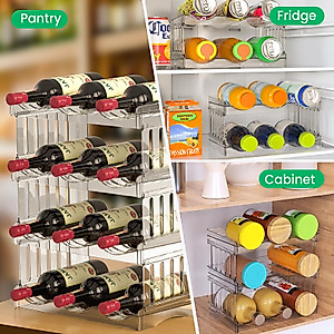 Phsycolv Water Bottle Organizer Compatible with Stanley 40oz Tumbler with Handle, 4 Pack Stackable Cup Organizer for Cabinet, Pantry Kitchen Organizers and Storage for Cup Accessories, Wine Rack Gift