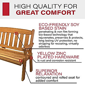 Amish Casual Heavy Duty 800 Lb Mission Pressure Treated Garden Bench (4 Foot, Cedar Stain)