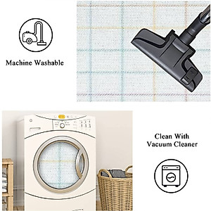 Boho Area Rug Seamless Check Windowpane Pastel Spring Summer Thin line Tartan Plaid Play Mat Runner Carpet Minimalist Room Decor Indoor Outdoor Woven Rug Entryway Laundry Room Bedroom Rug 3x5'