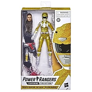 Power Rangers Lightning Collection Mighty Morphin Metallic Yellow Ranger 6-Inch Premium Collectible Action Figure Toy with Accessories F2937