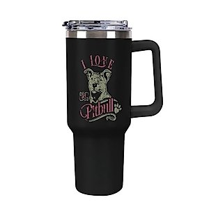 I Love My Pitbull 40oz Water Bottle Double Wall Insulated Tumbler with Handle Leakproof Travel Mug Black-style