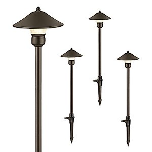 EDISHINE 3W 12V Low Voltage Landscape Lights, 150lm 3000K Waterproof Landscape Path Lights, LED Outdoor Landscape Lighting for Graden, Die-cast Aluminum Housing Non-Dimmable, ETL Listed, 4 Pack