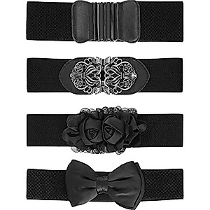 Chuangdi 4 Pieces Women Vintage Waist Belt Elastic Stretch Retro Cinch Belt Waistband for Jeans Pants Dresses (Rustic Style)
