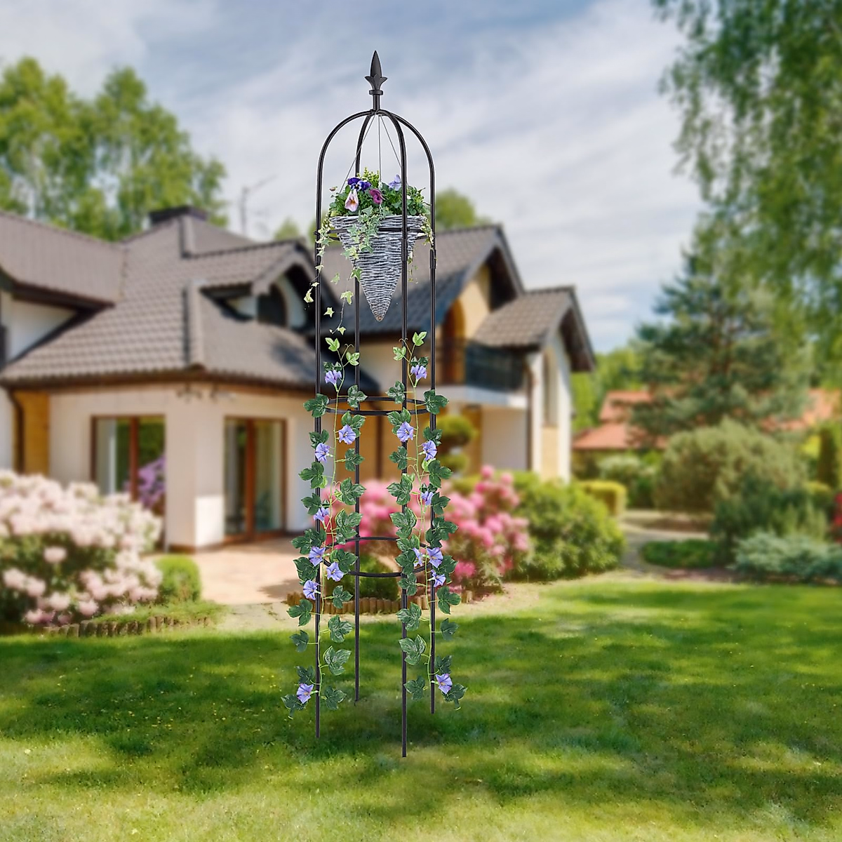 Garden Trellis for Climbing Plants Tower Obelisk Garden Trellis 6ft Tall Plant Support Vine Supports Plant Tower for Climbing Vines and Flowers Stands 2 Pack