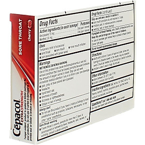 Cepacol Maximum Strength Throat Drop Lozenges, Cherry, 16 Count (Pack of 5)