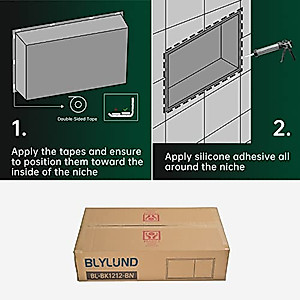 BLYLUND Shower Niche Stainless Steel 12" x 24" NO Tile Needed,Brushed Finish Wall-inserted Niche Recessed, Recessed Shower Shelf Modern and Elegant Soap Niche for Bathroom