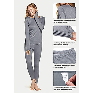 ATHLIO Women's Winter Thermal Underwear Long Johns Set, Top & Bottom for Cold Weather, Warm Base Layer, Comfort Fit Set Jet Black, Large