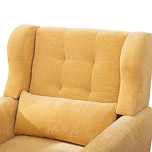 HBRR Mid Century Modern Accent Chair, Upholstered Button Tufted Single Armchair with Tapered Wood Legs, Chenille Fabric Reading Sofa for Bedroom, Living Room, Yellow